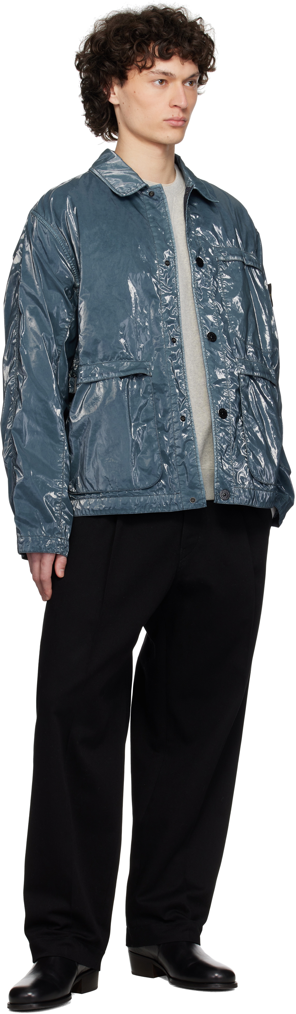 Stone Island Blue Caban Mussola Prismatica Jacket Stone Island