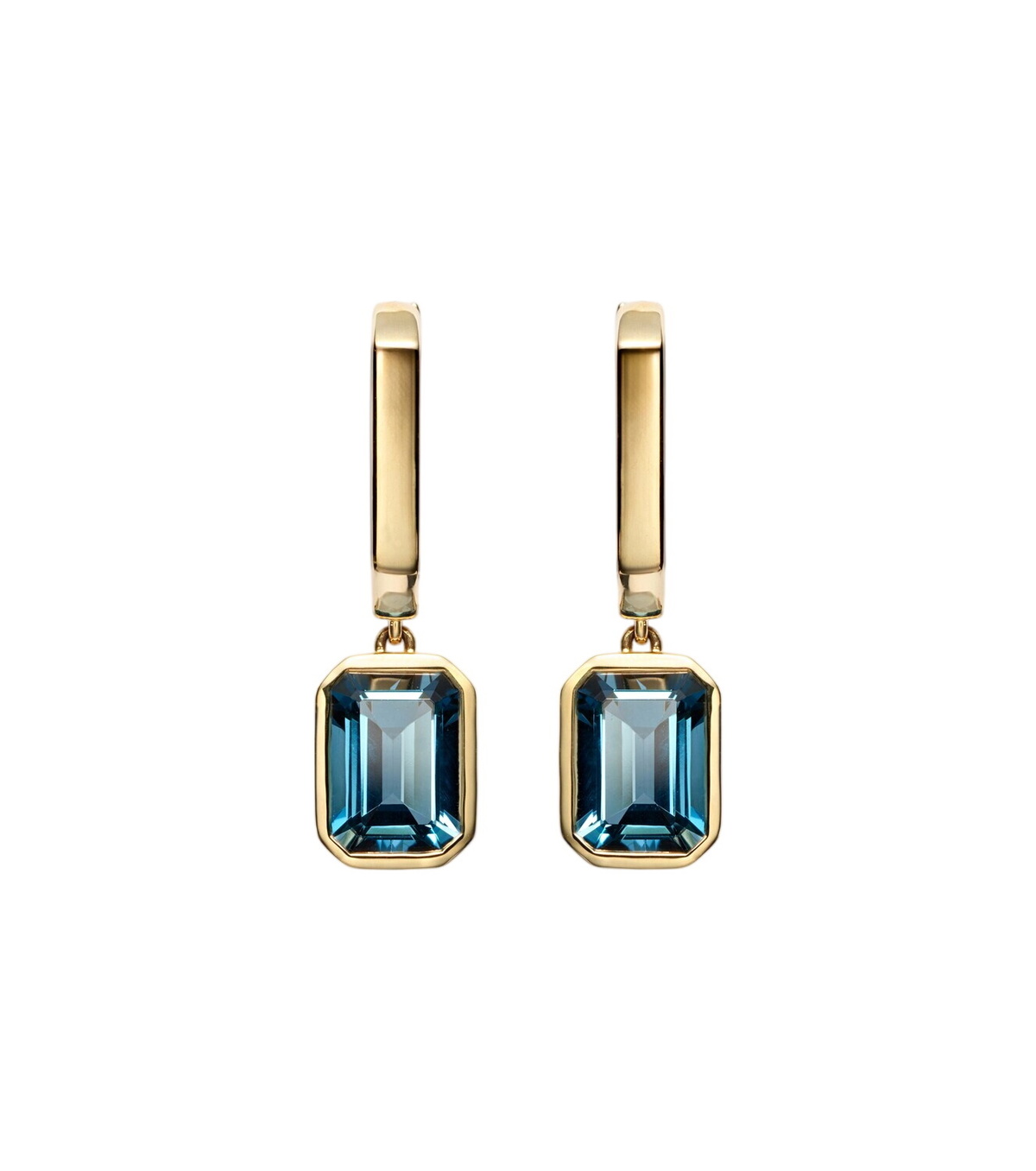 Bucherer Fine Jewellery 18kt gold (750/1000) drop earrings with topaz ...