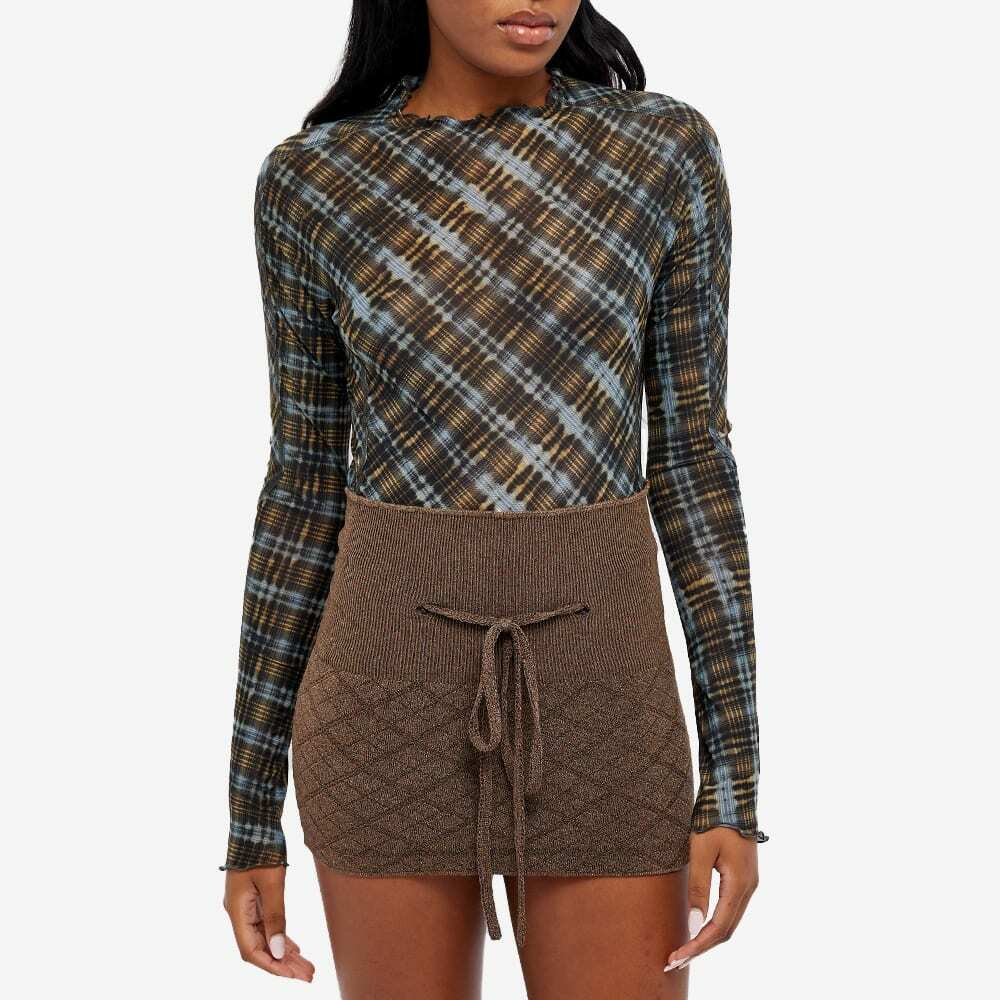 KNWLS Women's Halcyon Long Sleeve Top in Bleach Plaid KNWLS