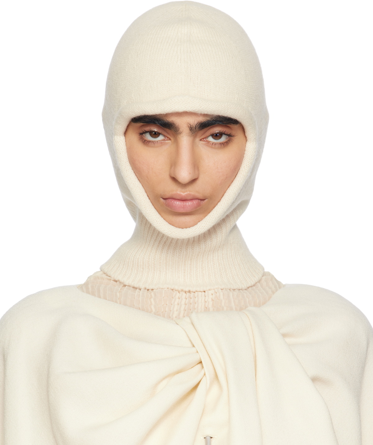ISSEY MIYAKE Off-White Chunky Wool Balaclava Issey Miyake Men