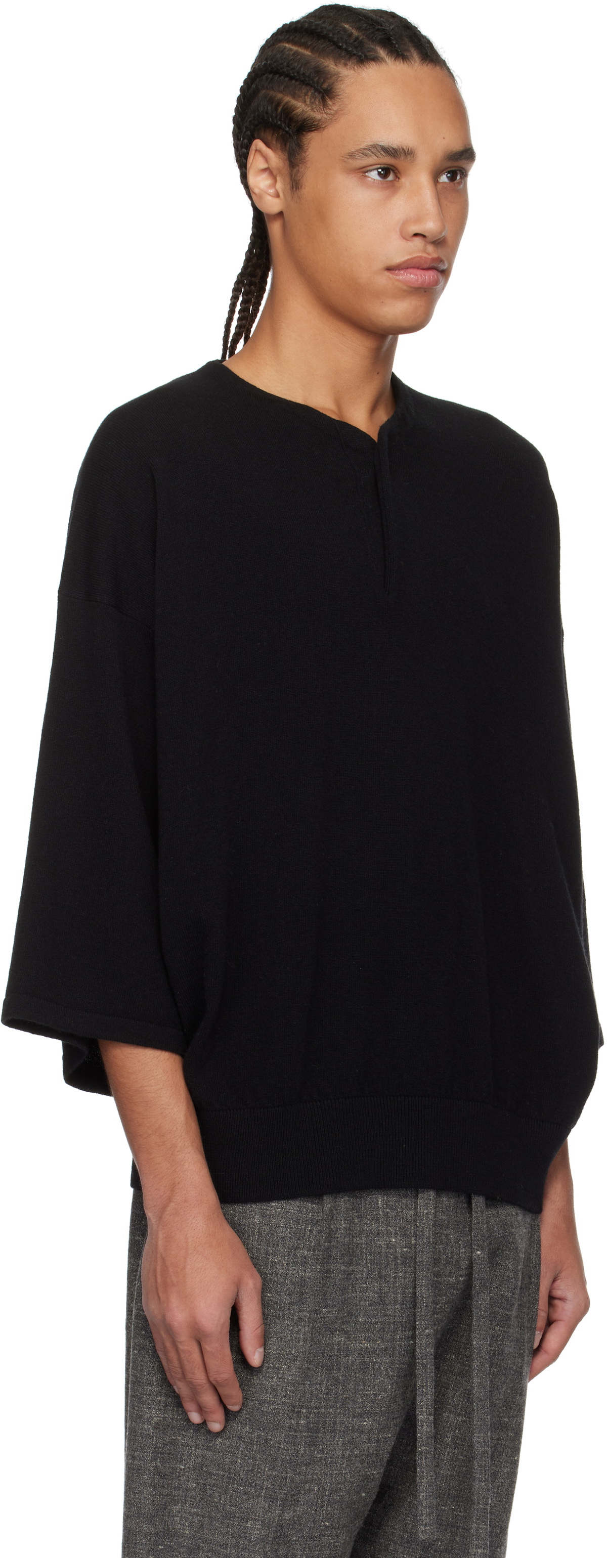 Fear of God Black Fine Knit Henley Fear Of God