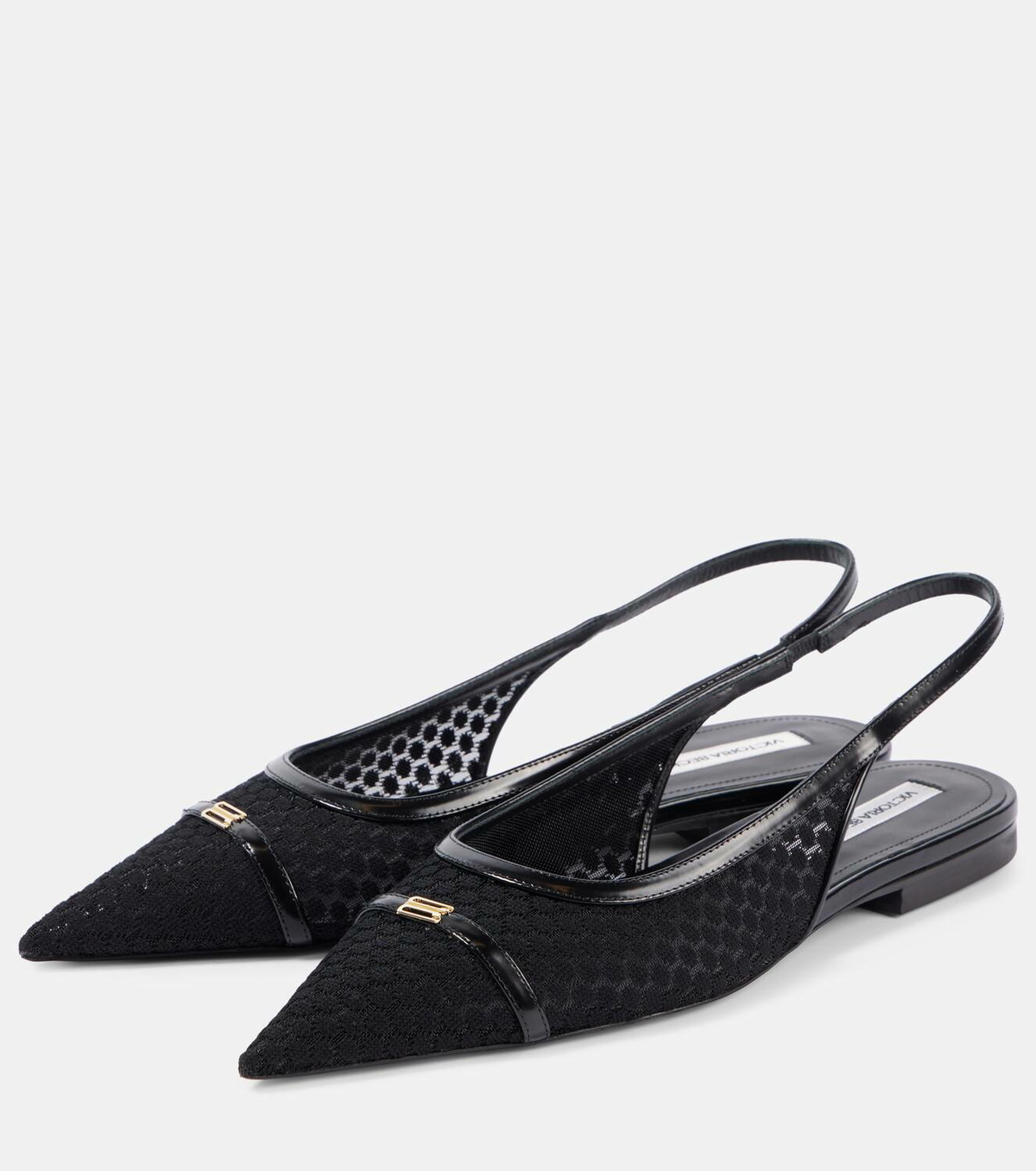 Victoria Beckham Leather-trimmed mesh slingback flats Victoria Beckham