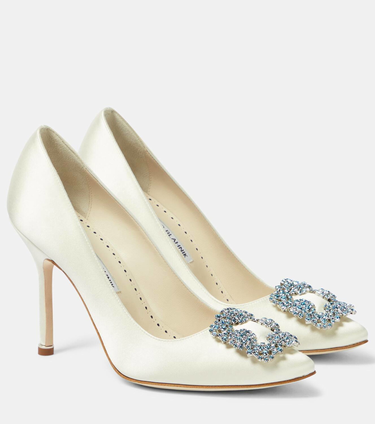 Manolo Blahnik Bridal Hangisi 105 embellished satin pumps Manolo Blahnik