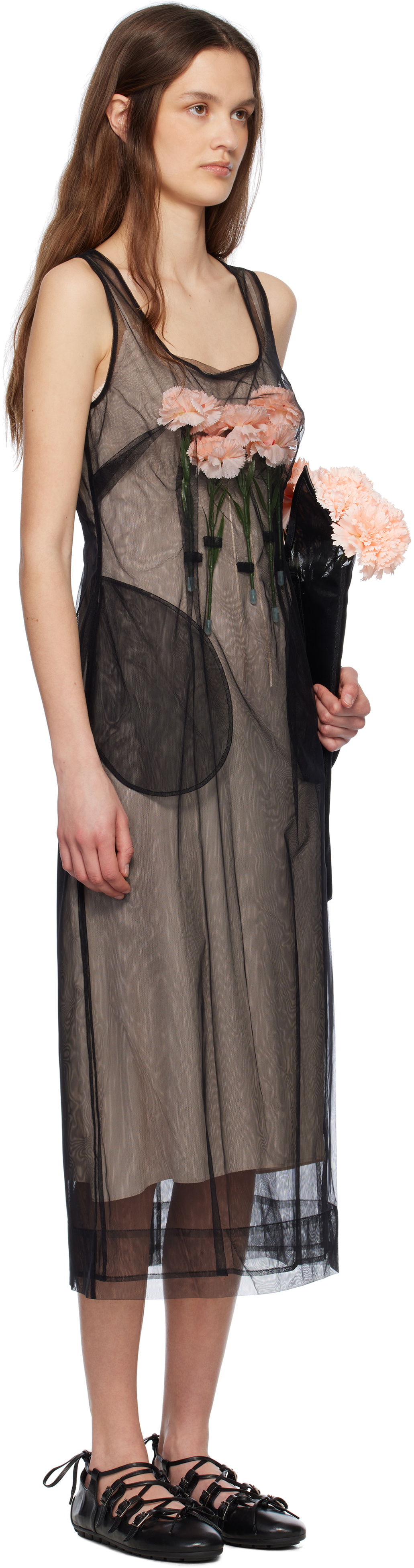 Simone Rocha Black Carnation Dart Midi Dress Simone Rocha