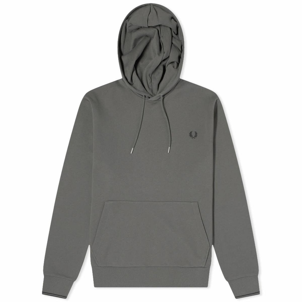 Fred Perry Men's Tipped Popover Hoodie in Field Green Fred Perry