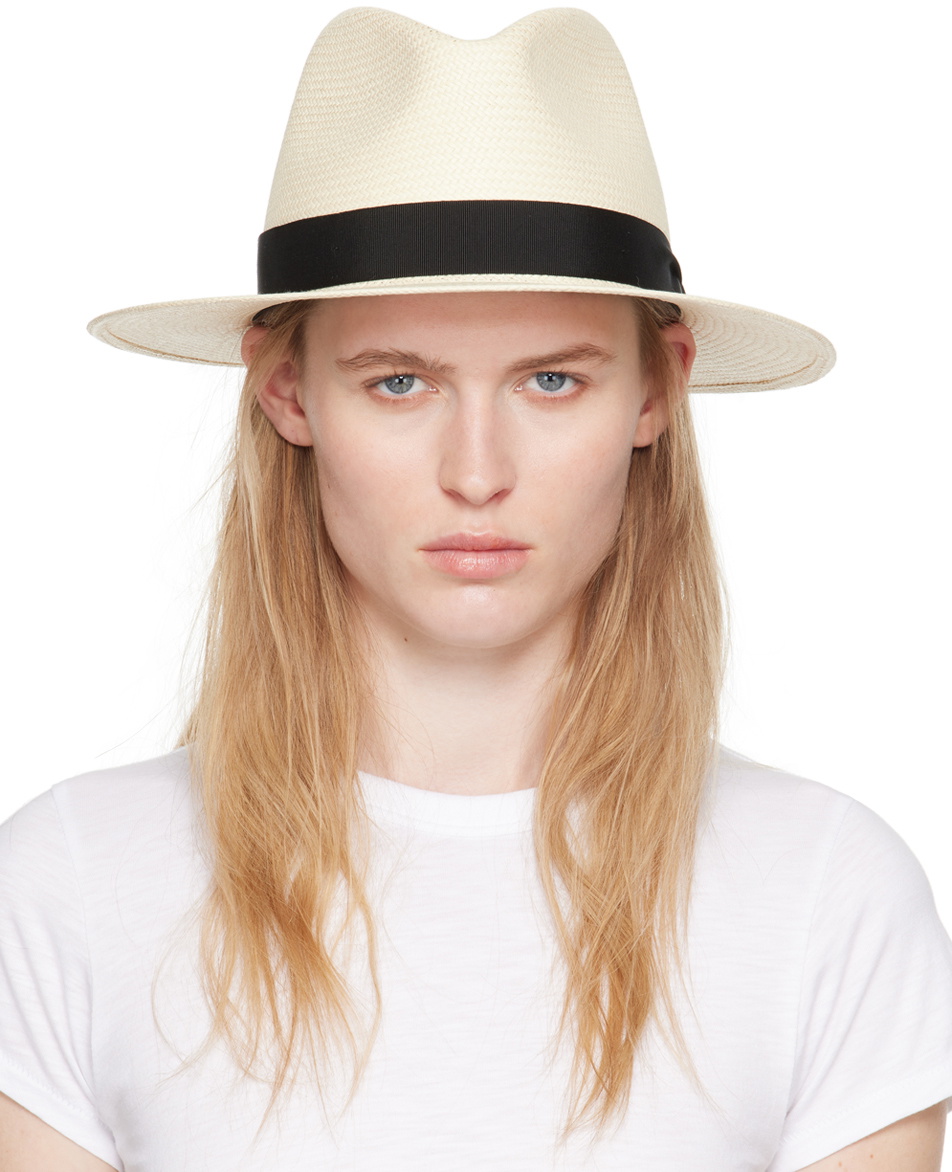rag & bone Off-White Straw Panama Hat Rag and Bone