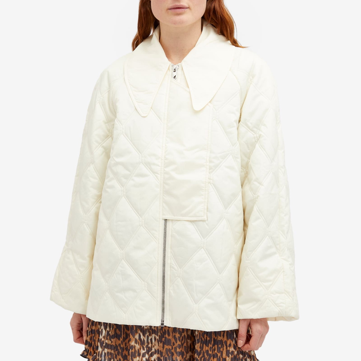 GANNI Women's Ripstop Quilt Jacket in Egret GANNI