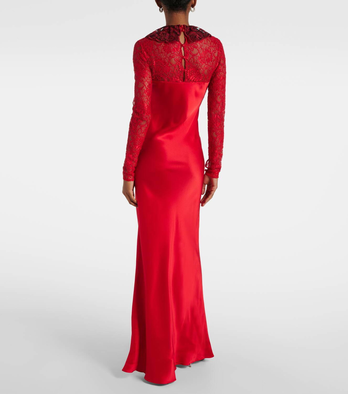 Rodarte Lace-trimmed silk-blend satin gown Rodarte