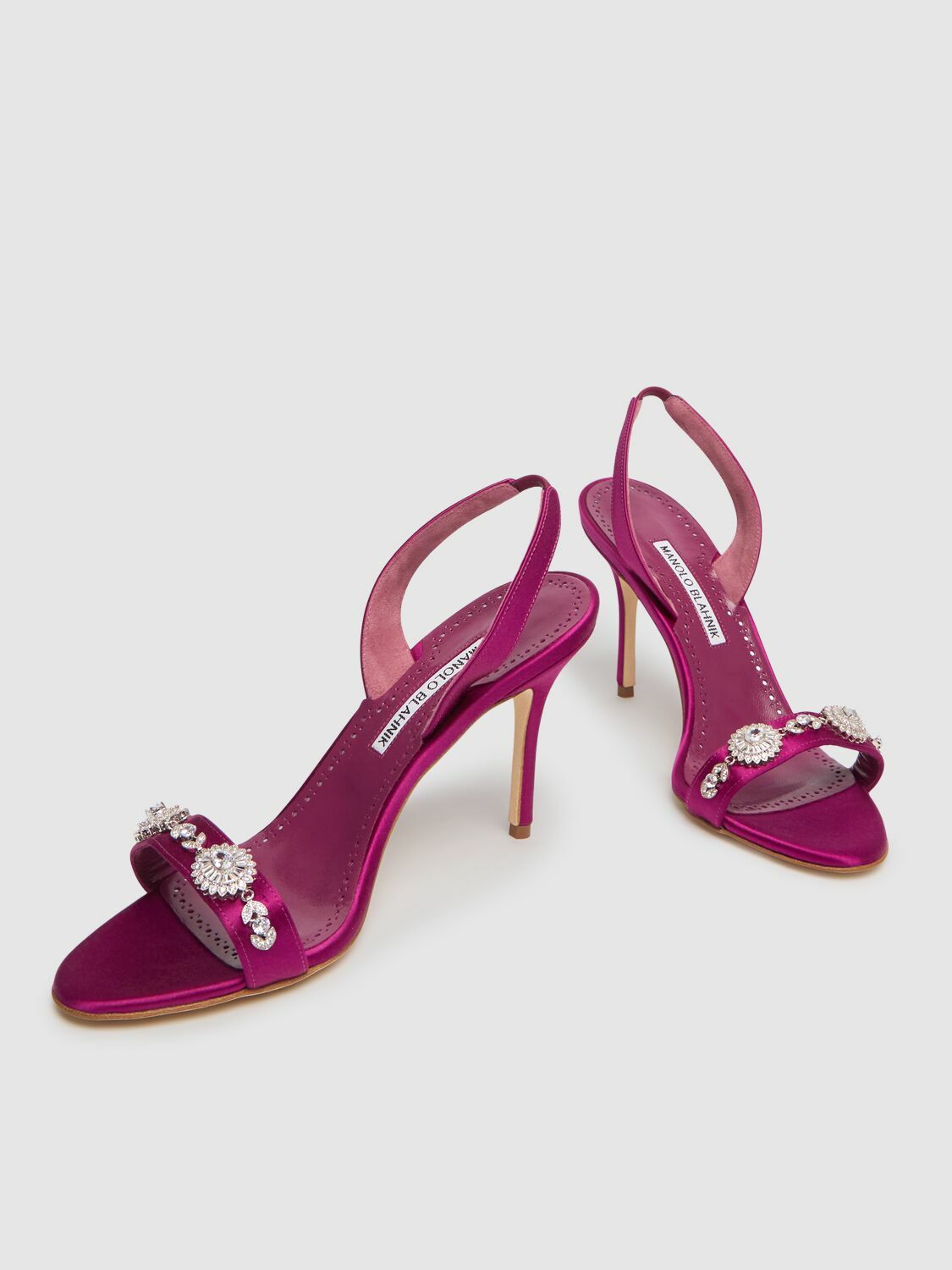 MANOLO BLAHNIK 90mm Lamisan Satin Sandals Manolo Blahnik
