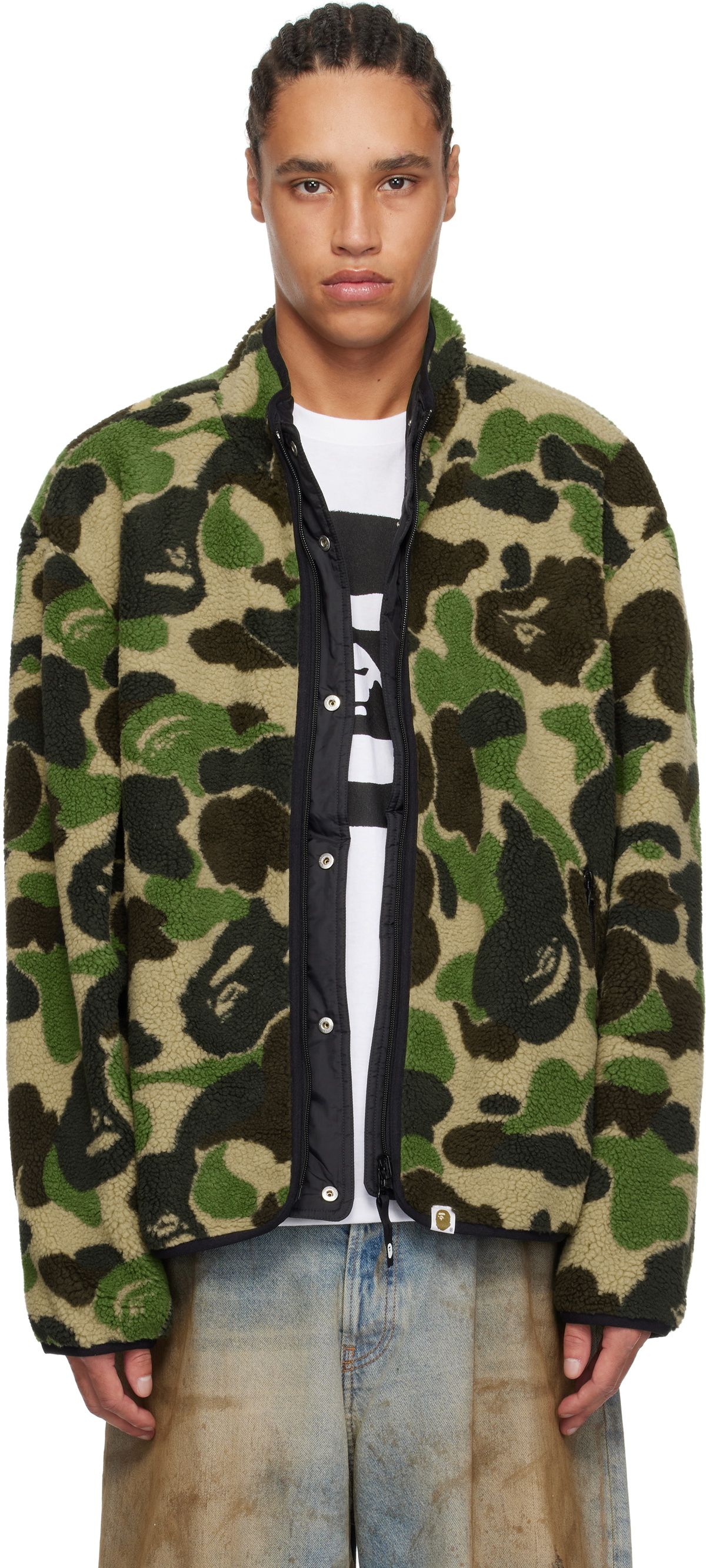 BAPE Green ABC Camo Boa Ripstop Reversible Jacket A Bathing Ape