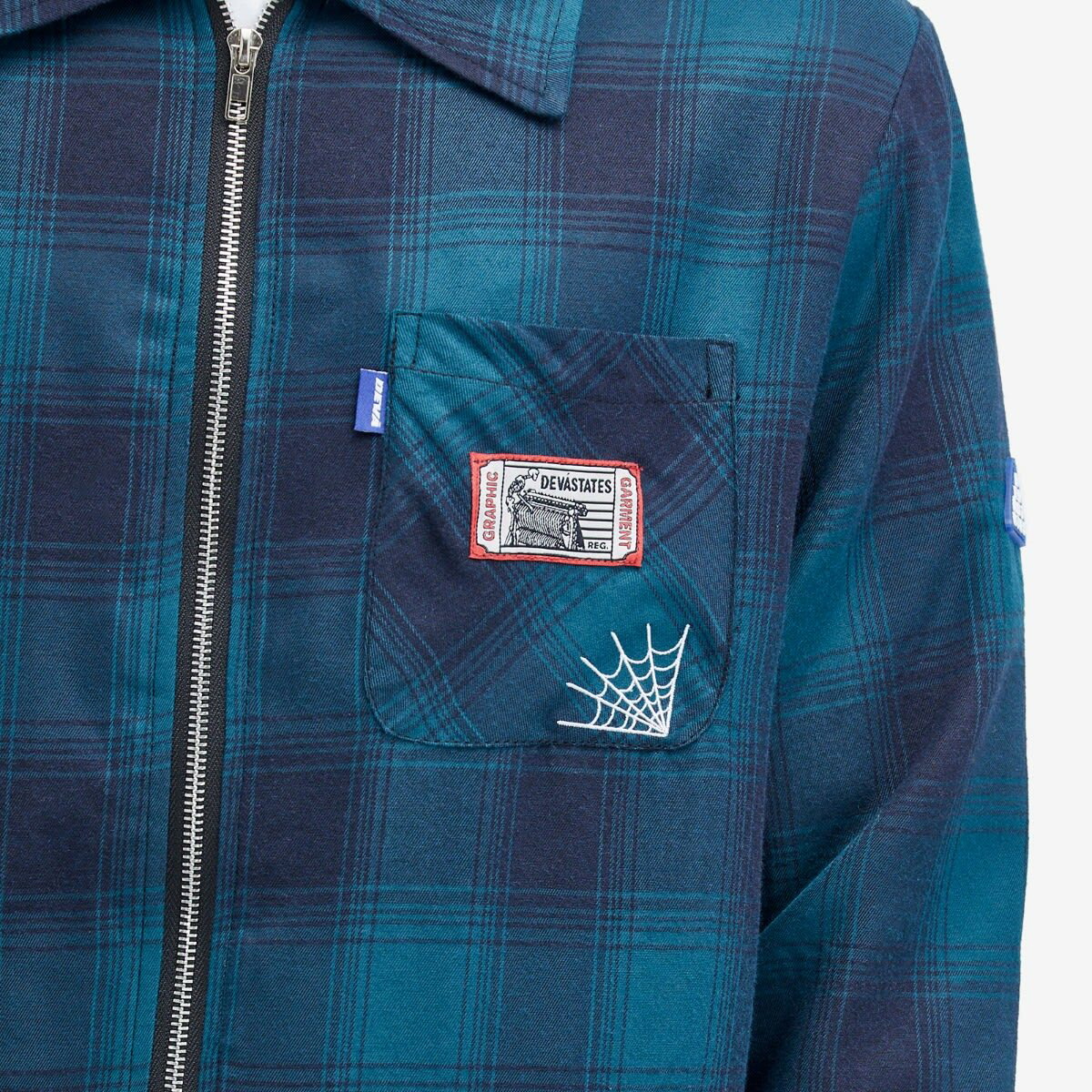 Deva States Men's Cobweb Flannel Overshirt in Blue DEVÁ STATES