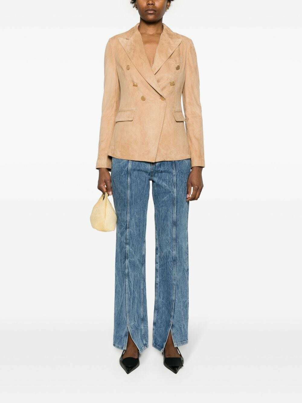 TAGLIATORE - Leather Double-breasted Jacket Tagliatore