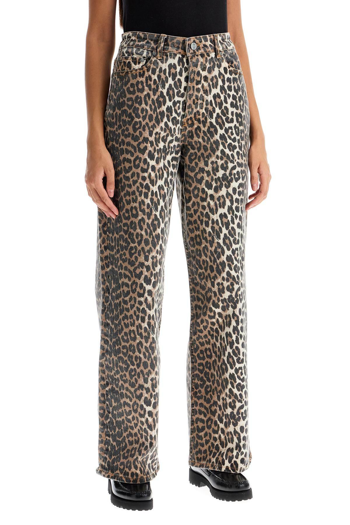 GANNI leopard print izey jeans Brown GANNI