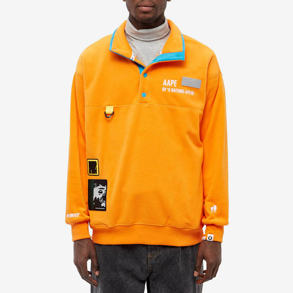 Men's AAPE 1/2 Button Fleece in Light Orange AAPE by A Men's AAPE 1/2 Button Fleece in Light Orange AAPE by A