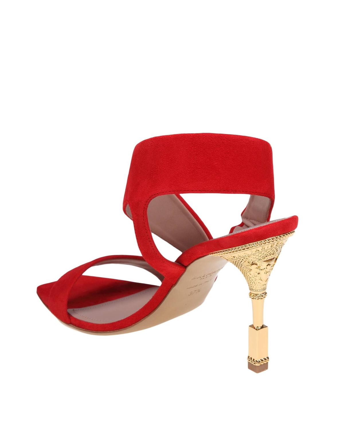 Balmain Red Suede Coin Sandal Balmain