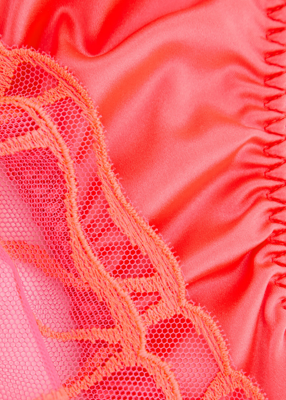 Fleur OF England Cleo Embroidered Tulle Briefs Bright Pink Fleur of England