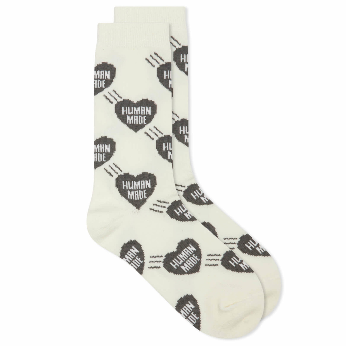 Human Made Men's Heart Socks in White Grey Human Made
