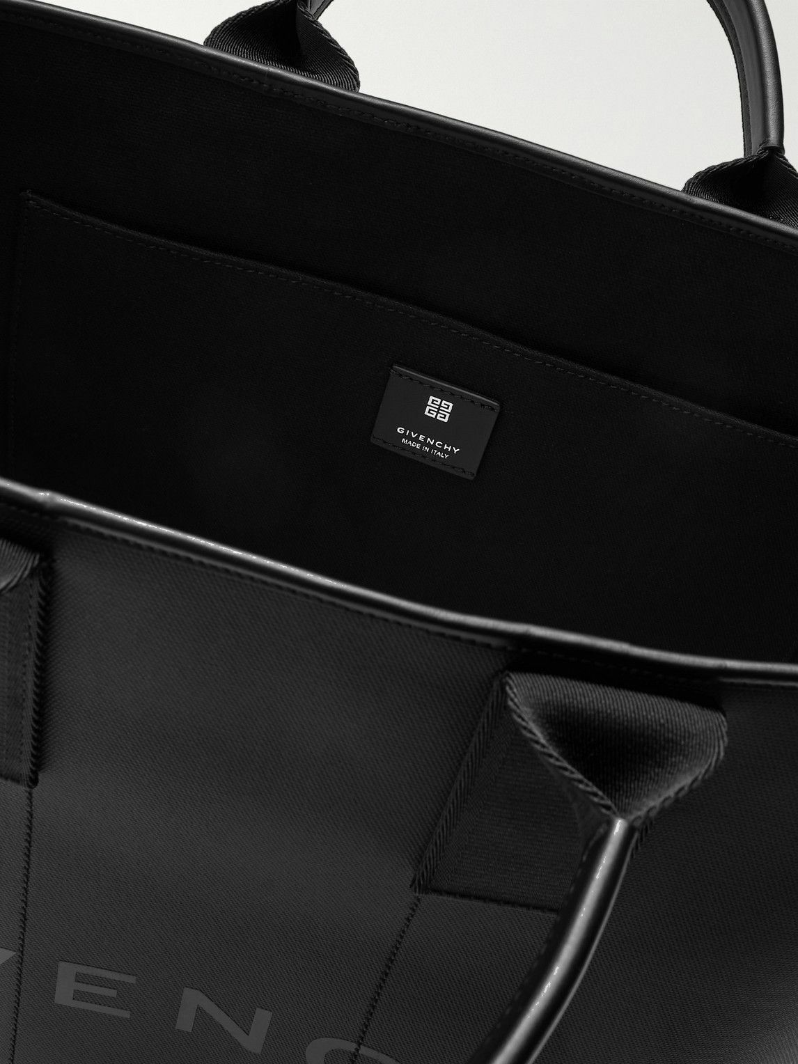 Givenchy - G-Essentials Logo-Print Leather-Trimmed Coated-Canvas Tote ...