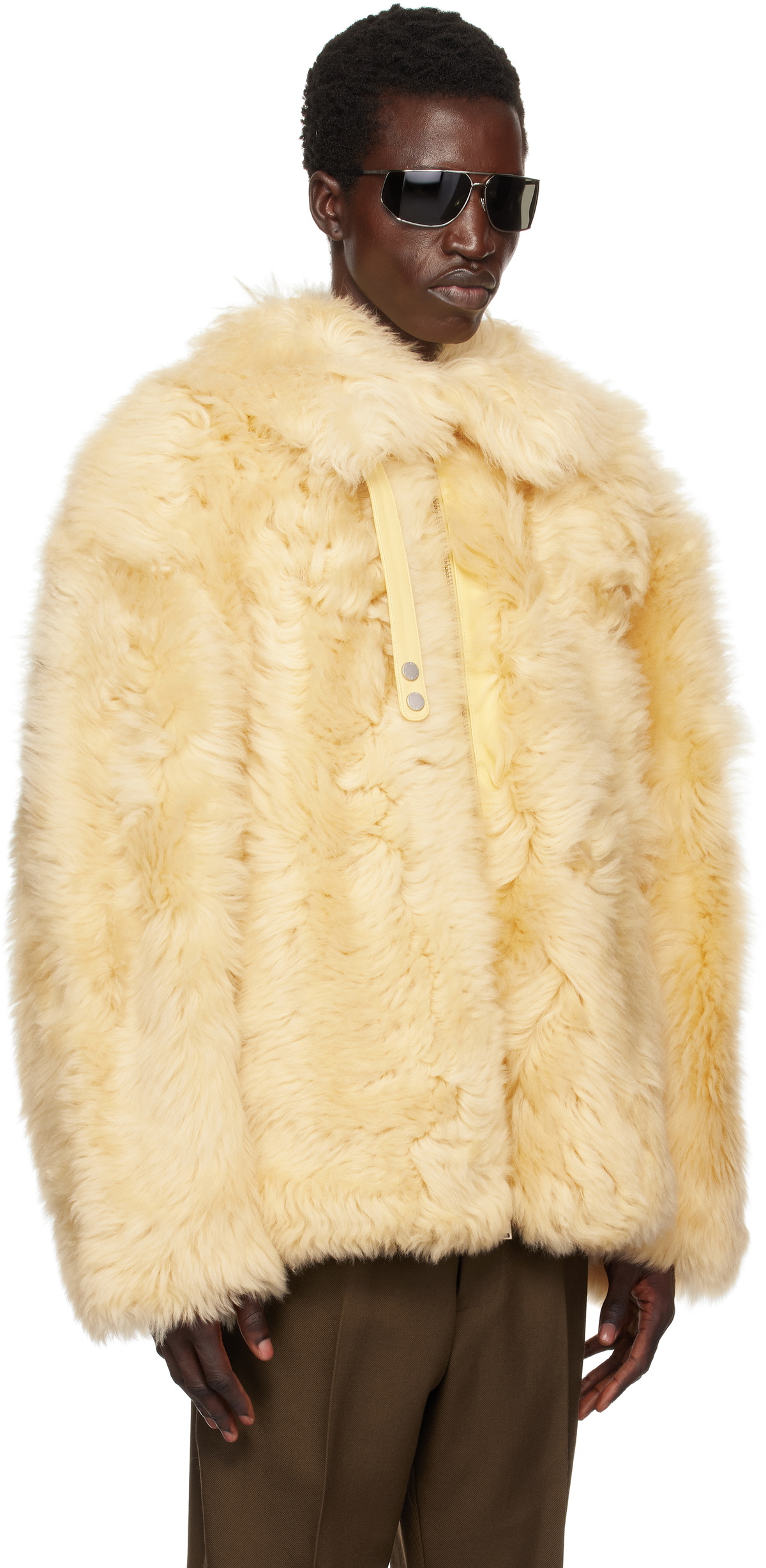 Moose Knuckles Yellow Efna Short Shearling Coat Moose Knuckles