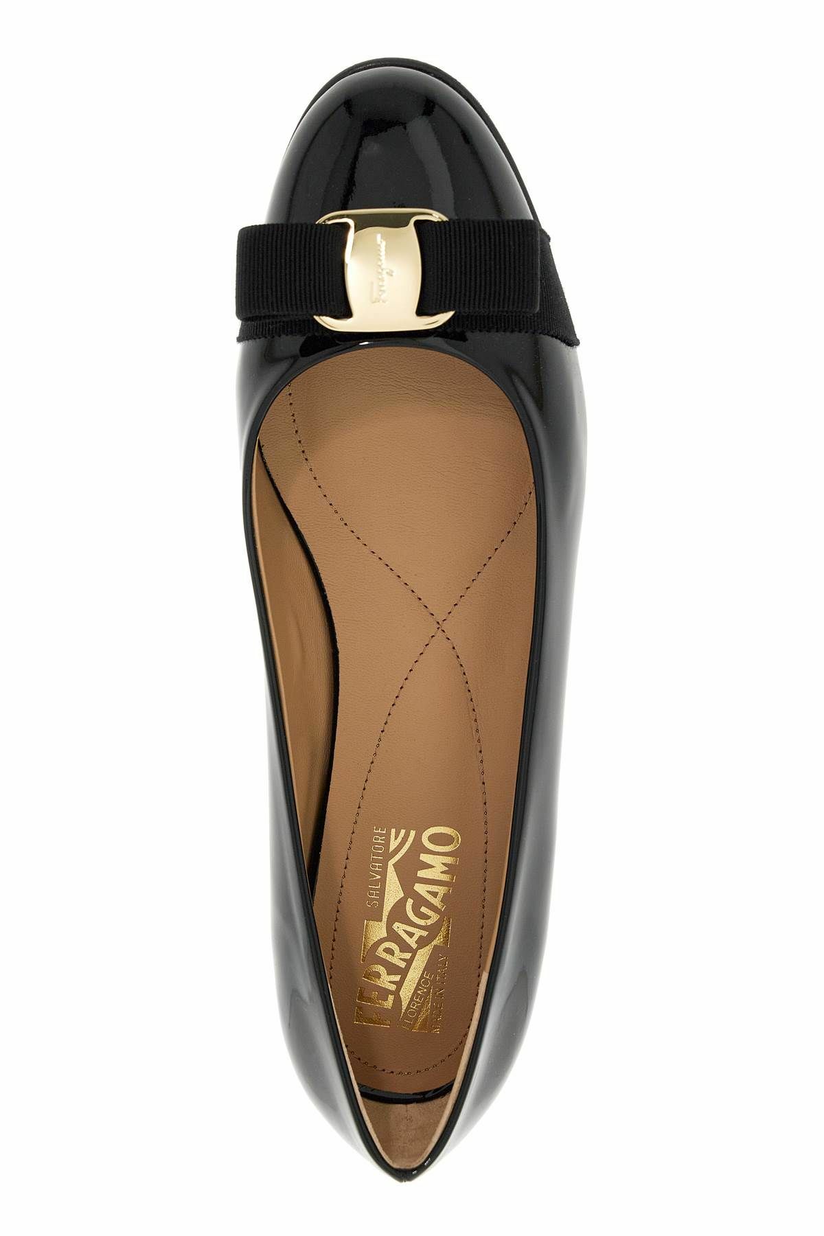 FERRAGAMO patent leather varina ballet flats Black Salvatore Ferragamo