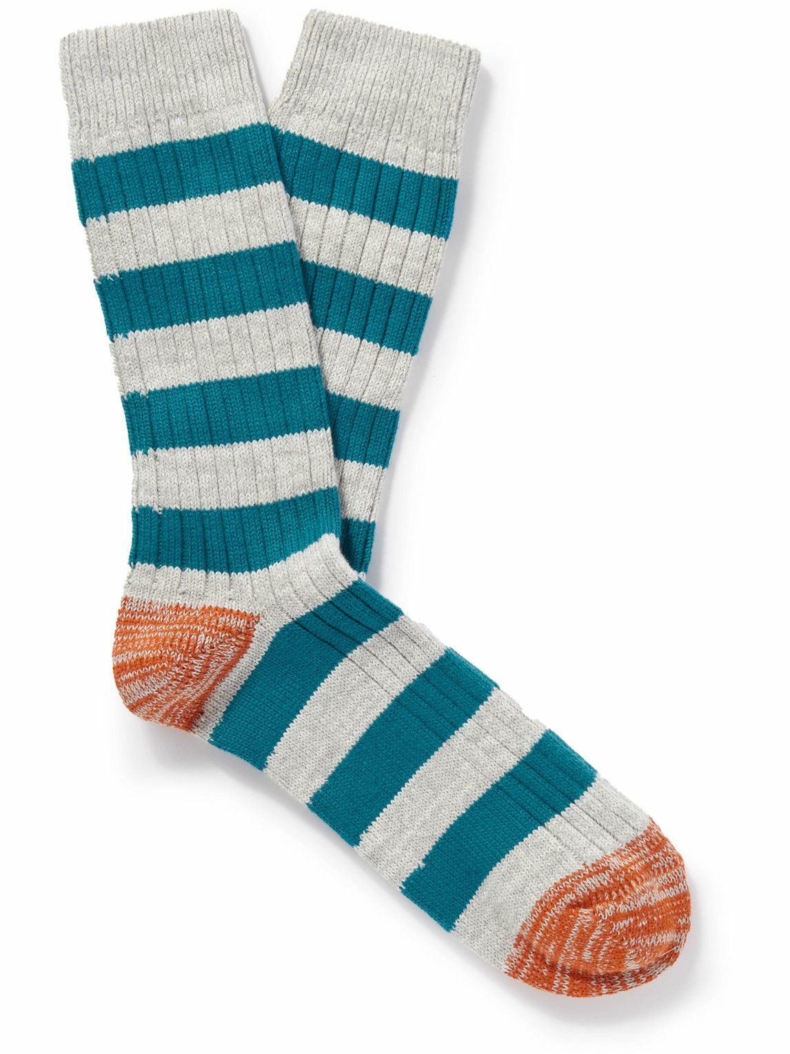 Thunders Love - Nautical Turn Striped Ribbed Cotton-Blend Socks ...