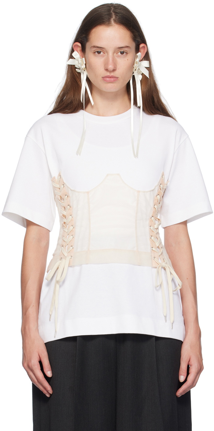 Simone Rocha White Corset Panel Boxy T-Shirt Simone Rocha