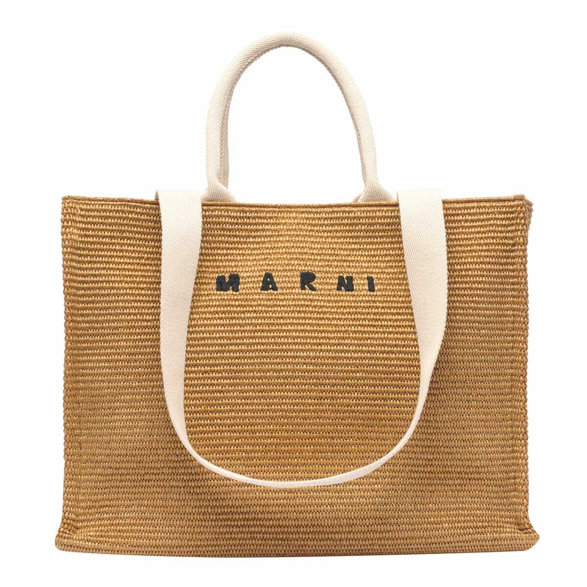 Marni Fabric Rafia Effect Shopping Bag Marni
