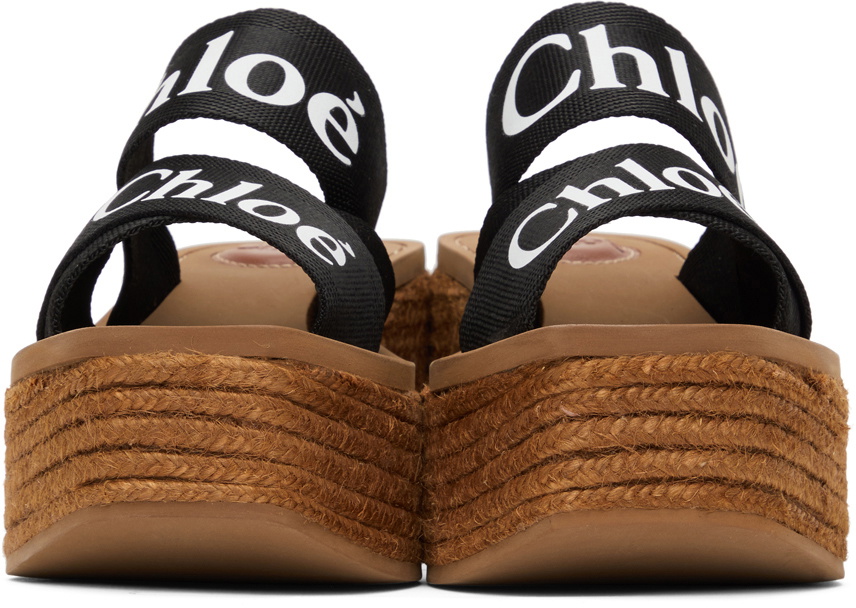 Chloé Black Woody Wedge Heeled Sandals Chloe