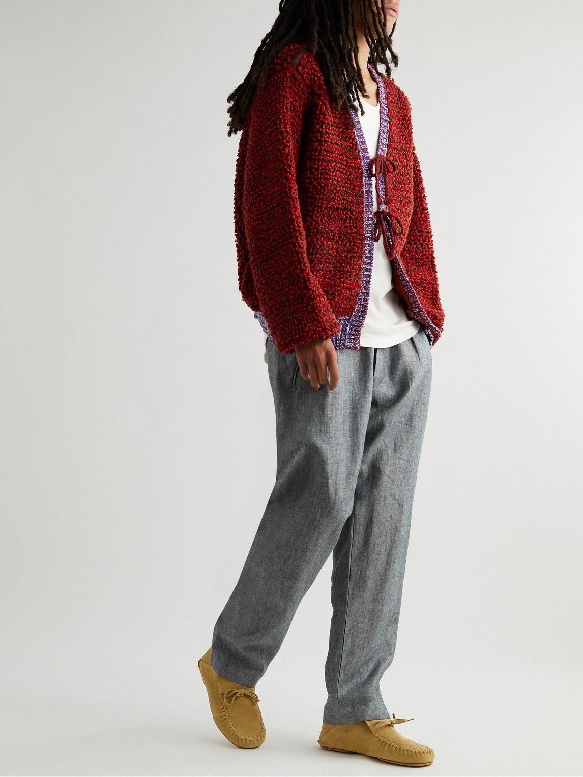 BODE - Trekking Tie-Front Merino Wool Cardigan - Red Bode