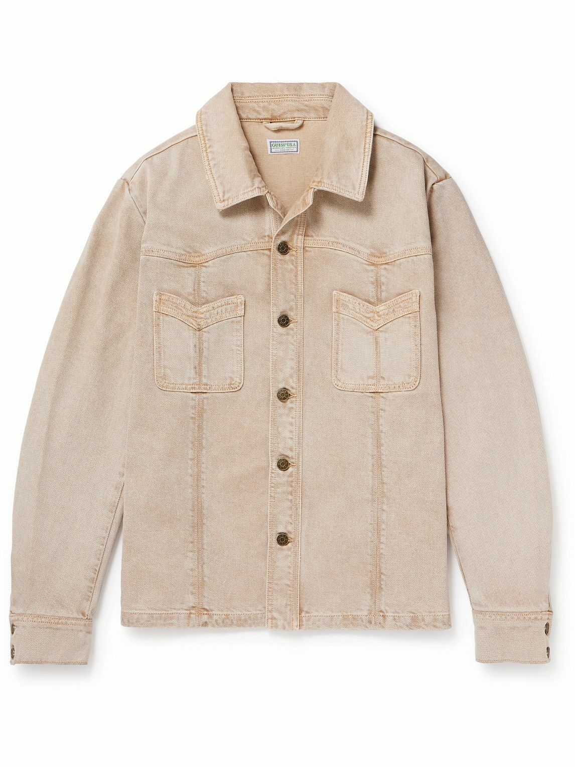 Guess USA - Distressed Denim Western Shirt - Neutrals GUESS