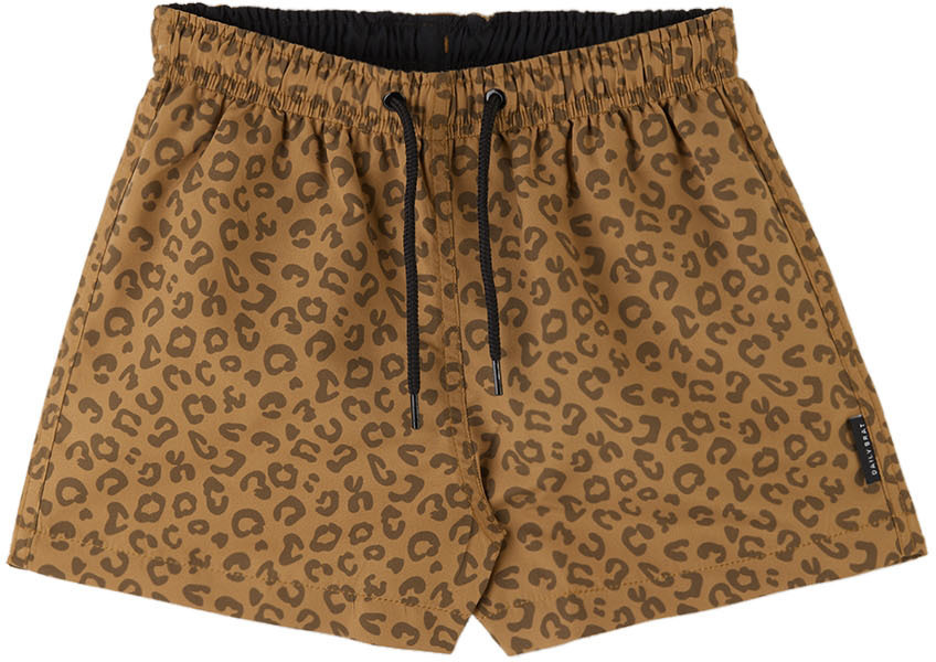 Daily Brat Kids Tan Happy Leopard Swim Shorts Daily Brat