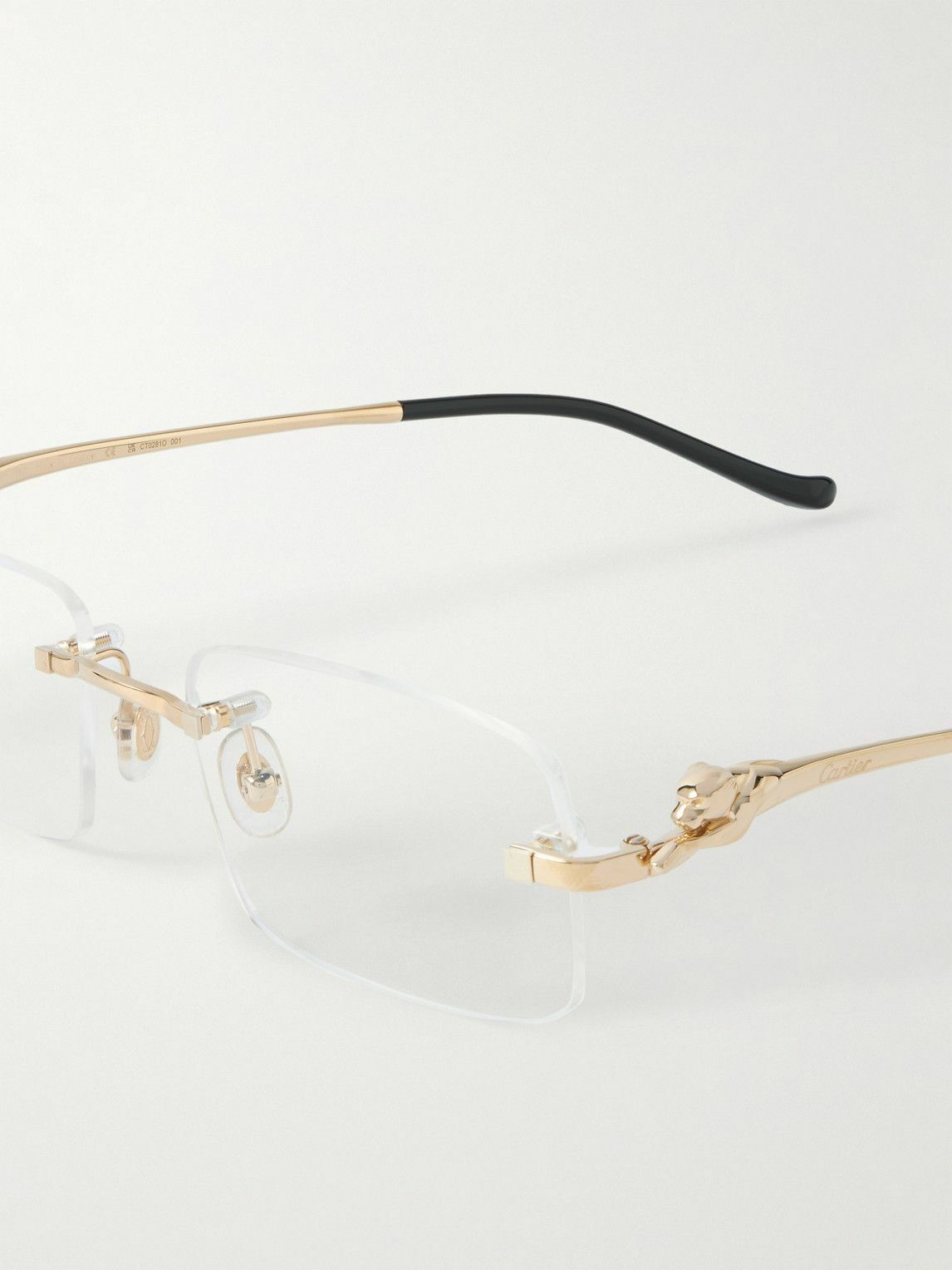 Cartier Eyewear - Panthère Rimless Rectangular-Frame Gold-Tone Optical ...