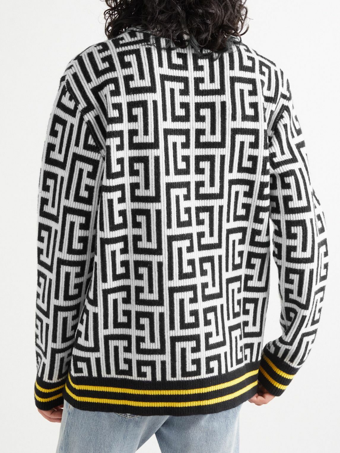 Balmain - Monogrammed Merino Wool and Cashmere-Blend Rollneck Sweater ...