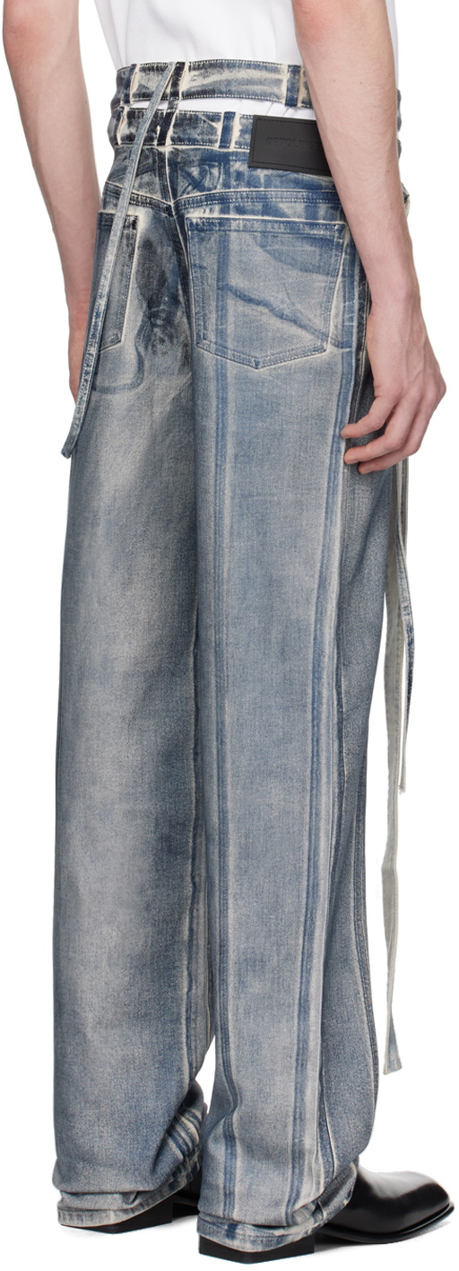 Ottolinger SSENSE Exclusive Blue Signature Wrap Jeans Ottolinger
