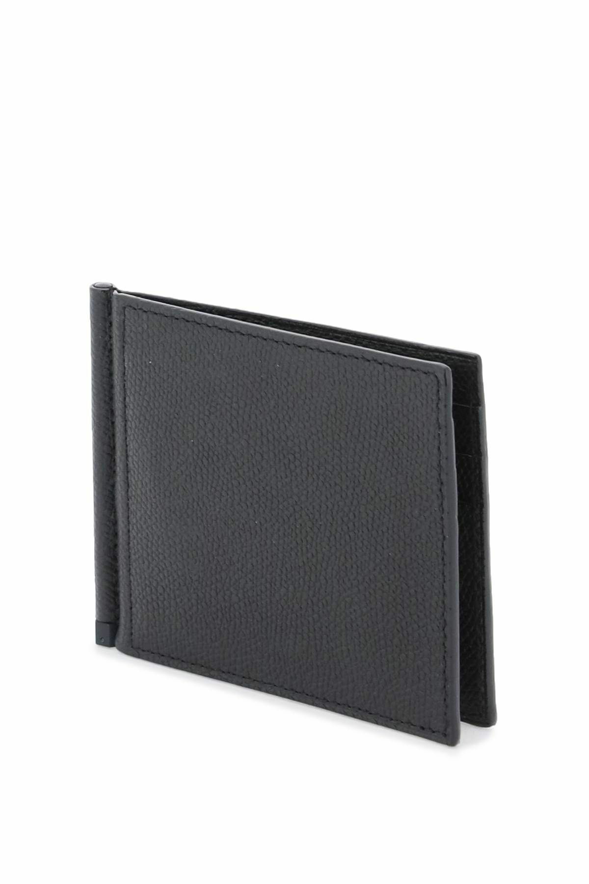 VALEXTRA leather bifold money clip wallet Black Valextra