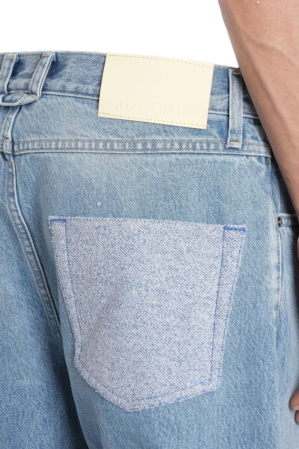 Axel Arigato Zine Embroidered Jeans In Cyan Denim Axel Arigato