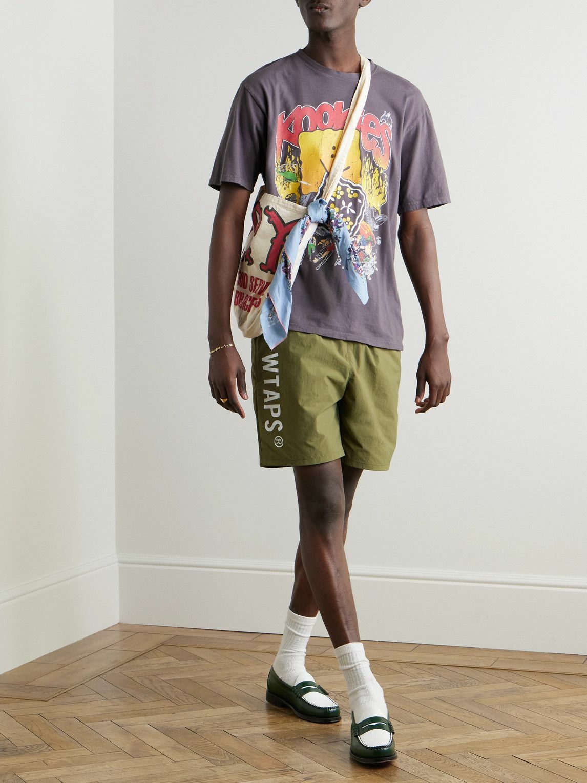 WTAPS - Straight-Leg Logo-Print Nylon Drawstring Shorts - Green WTAPS