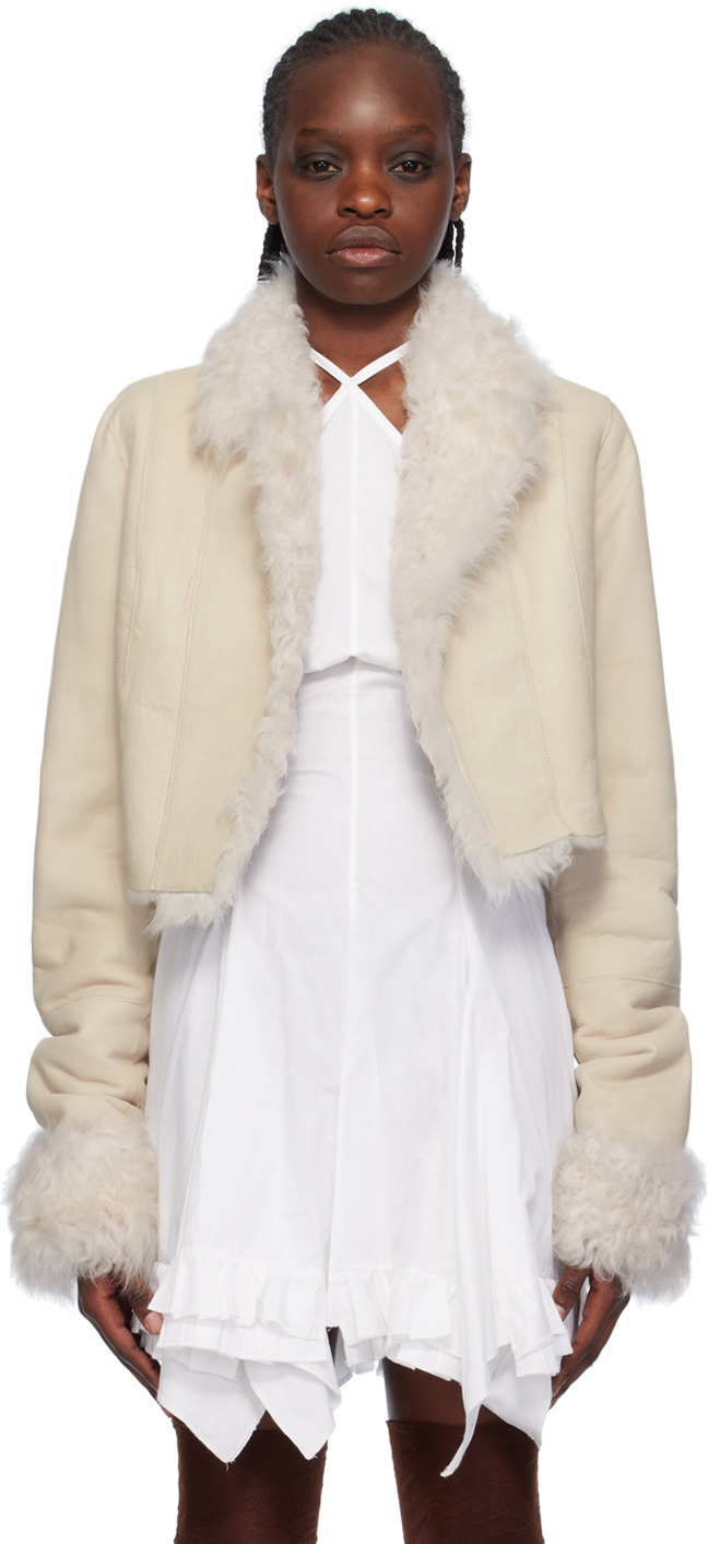 Ludovic de Saint Sernin Off-White Short Shearling Jacket Ludovic de ...