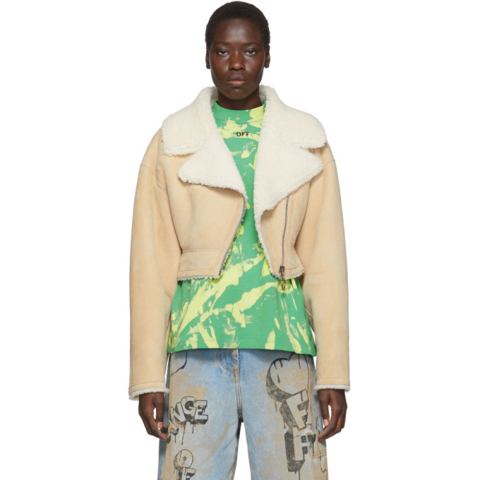 Off-White Beige Shearling Jacket Off-White