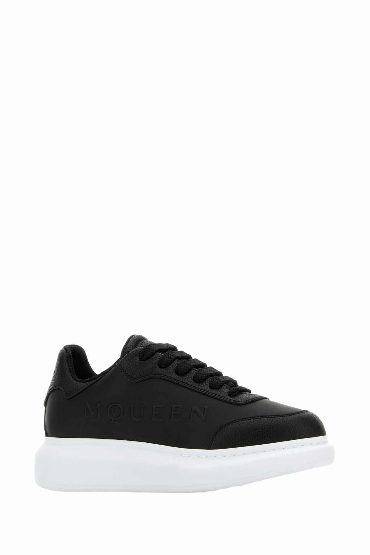 Alexander McQueen Black Leather Sneakers With Black Leather Heel ...