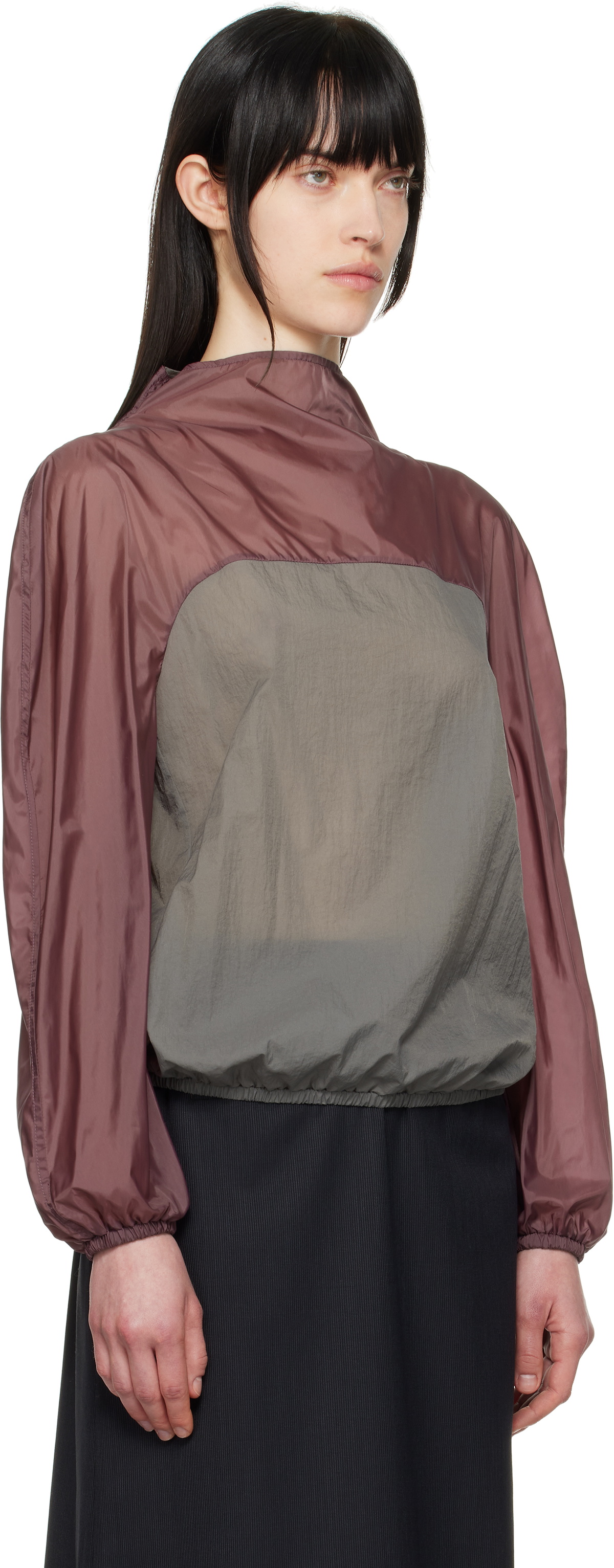 AMOMENTO Gray & Purple Sheer Nylon Two-Way Jacket AMOMENTO