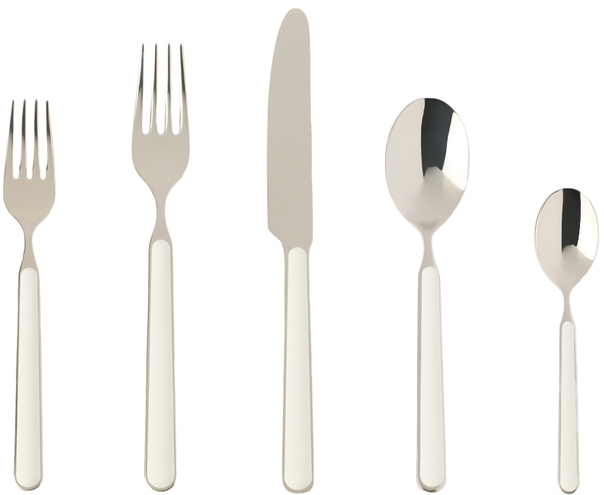 Mepra SSENSE Exclusive Gold & White Fantasia Cutlery Set, 5 pcs