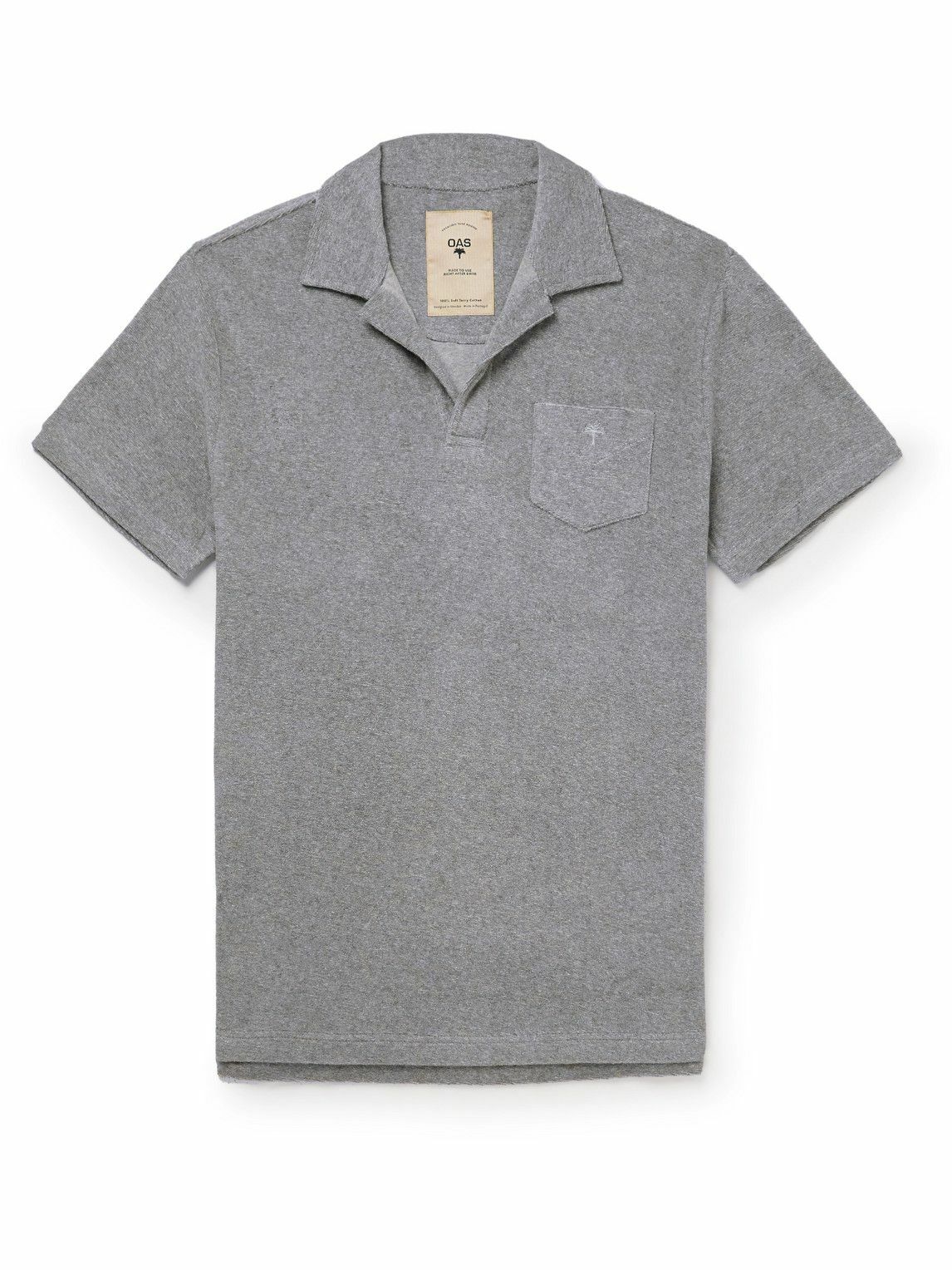 OAS - Logo-Embroidered Cotton-Terry Polo Shirt - Gray OAS
