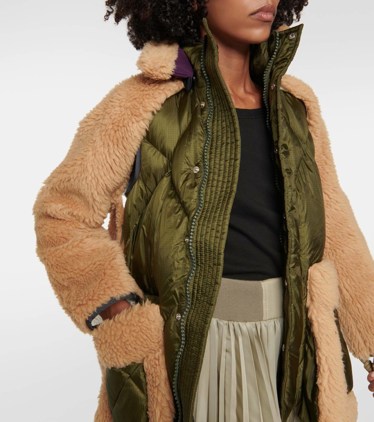 Sacai Shearling-trimmed quilted jacket Sacai