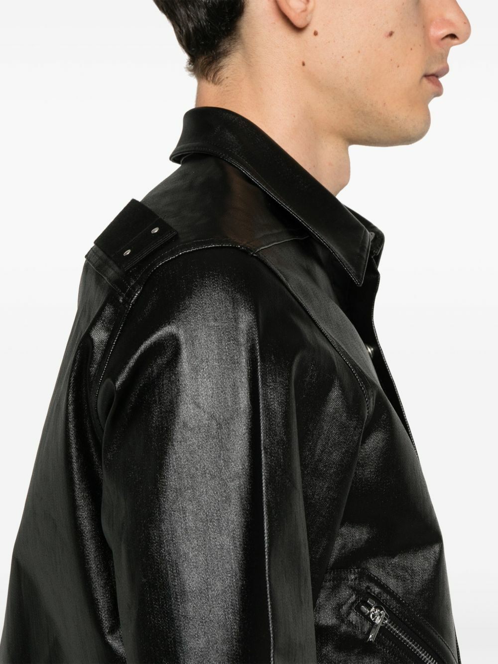 Rick Owens Black Waxed-Effect Jacket Rick Owens