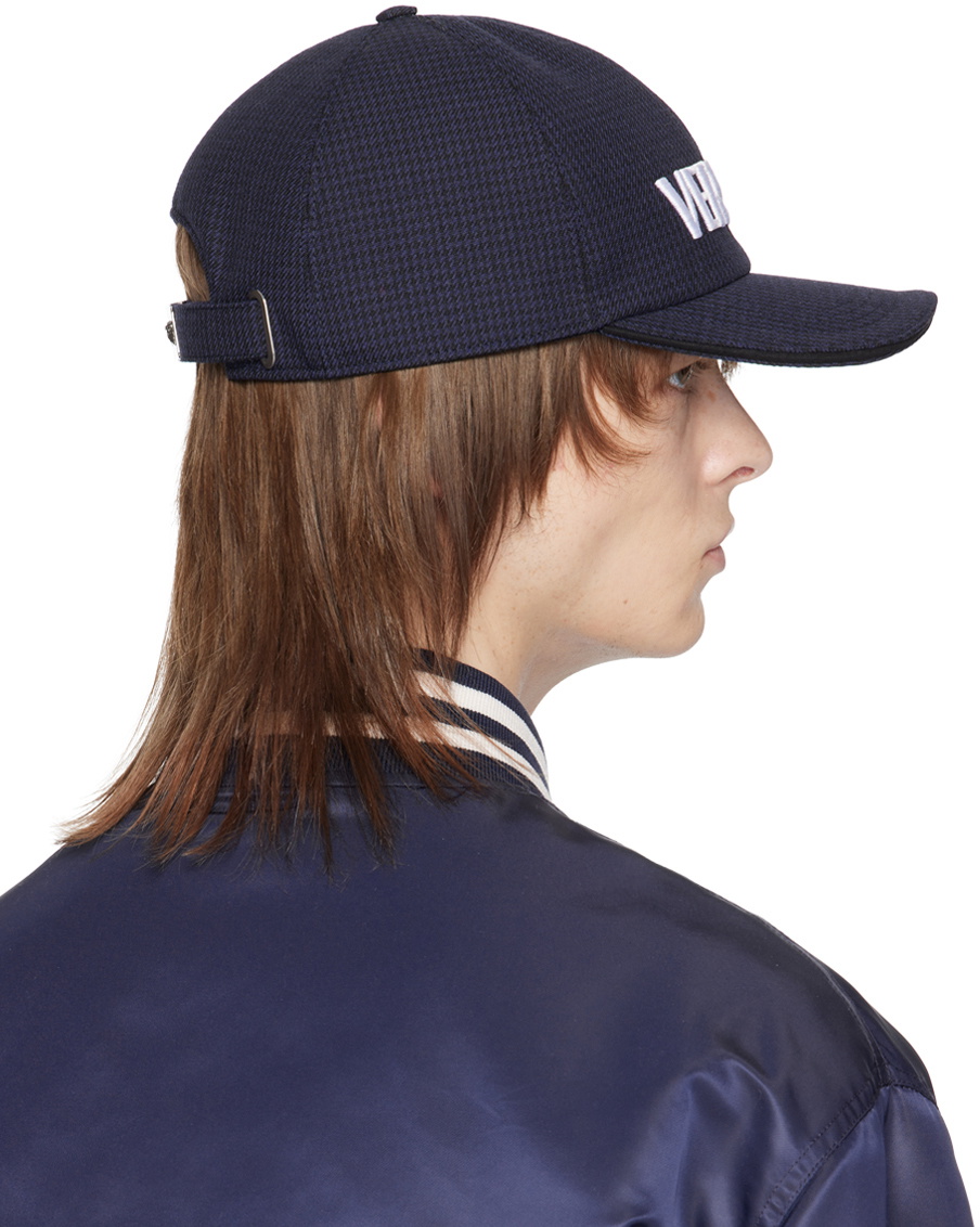 Versace Black & Navy Houndstooth Cap Versace