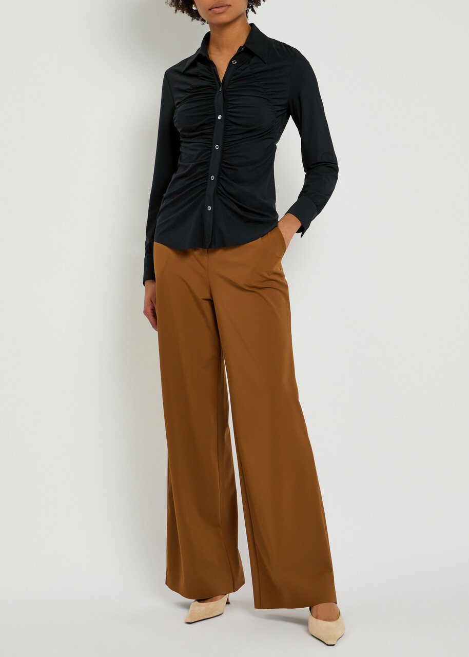 High Tether Ruched Stretch-jersey Shirt Blue HIGH