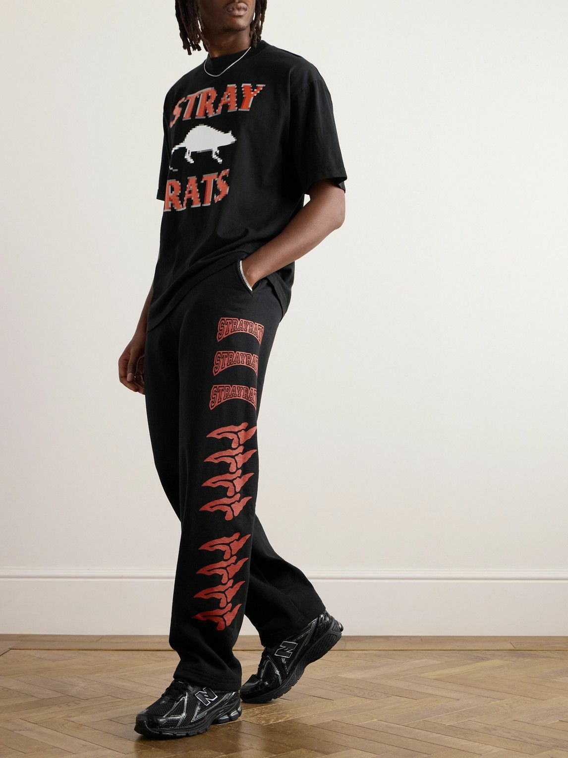 Stray Rats - Exo Straight-Leg Logo-Print Cotton-Jersey Sweatpants ...