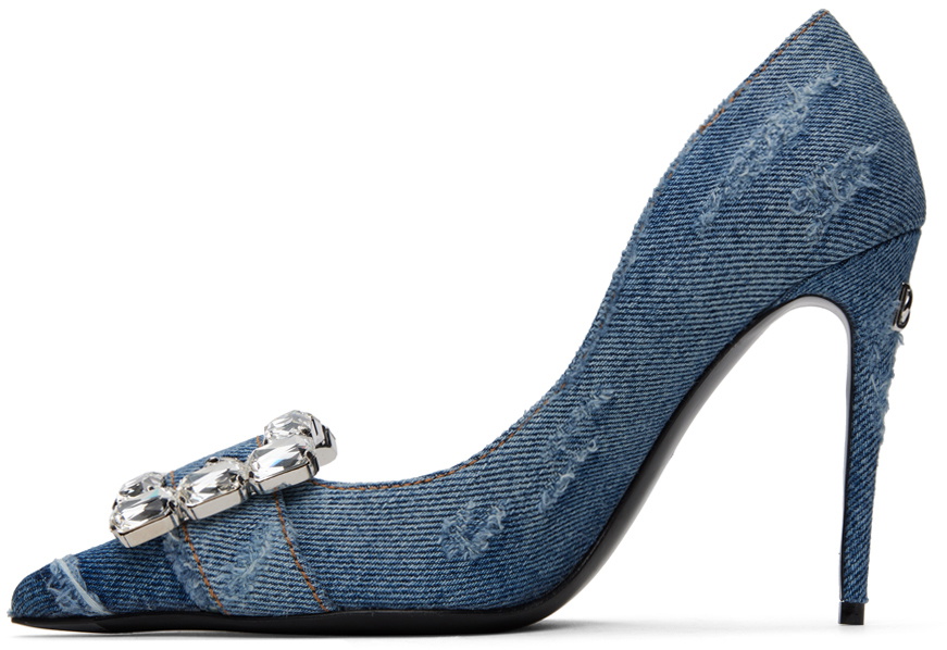 Dolce & Gabbana Blue Patchwork Denim Heels Dolce & Gabbana