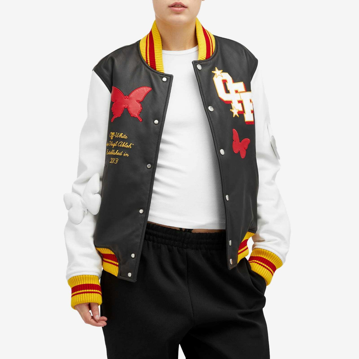 Off-White Women's Off White 2013 Leather Varsity in Black Off-White